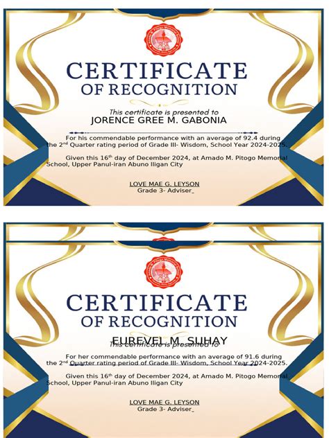 Certificate Of Recognation Pdf