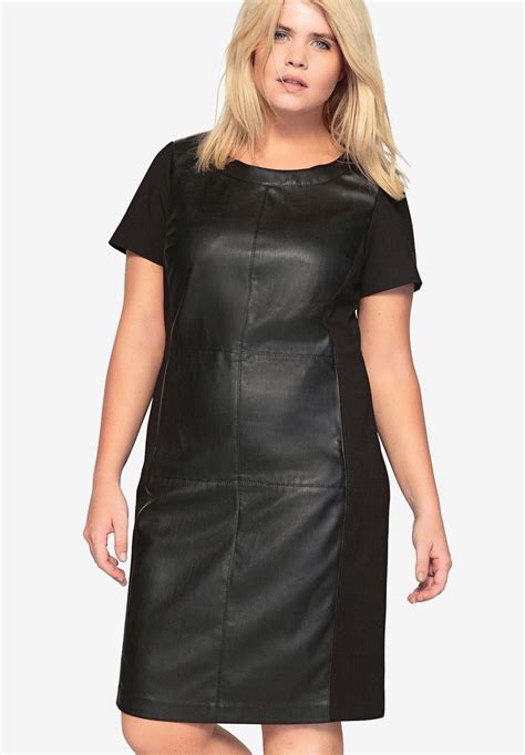 Faux Leather Ponte Dress By Castaluna Plus Size Casual Dresses Roamans