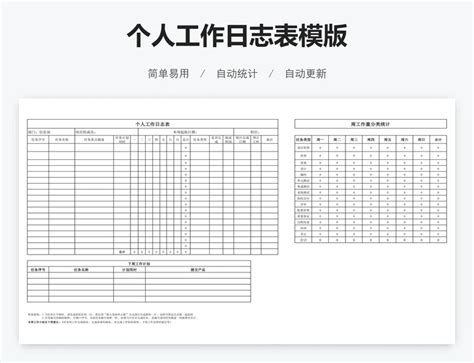 个人工作日志表模版 Excel免费模板下载