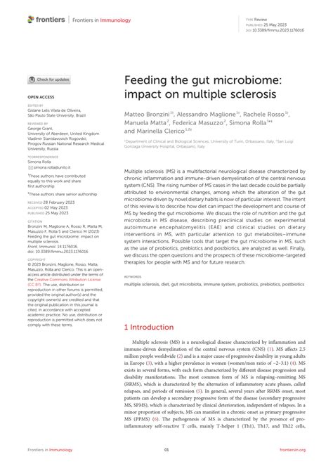 Pdf Feeding The Gut Microbiome Impact On Multiple Sclerosis