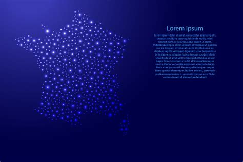 파란색과 빛나는 공간에서 프랑스지도는 추상 개념 기하학적 모양 벡터 그림입니다 0명에 대한 스톡 벡터 아트 및 기타 이미지