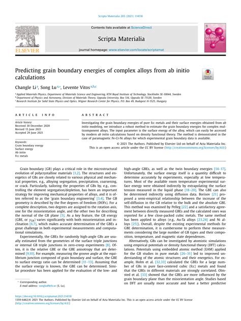 [pdf] predicting grain boundary energies of complex alloys from ab