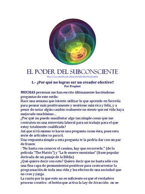 El Poder Del Subconsciente Mente Vida