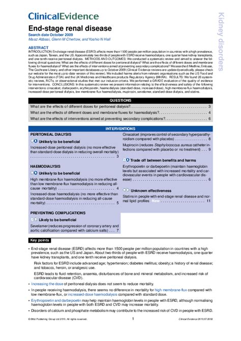Pdf End Stage Renal Disease