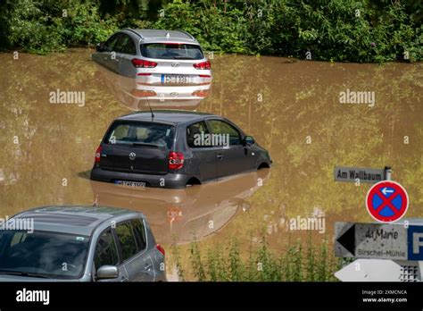 Flood On The Ruhr After Long Heavy Rainfall The River Left Its Bed And