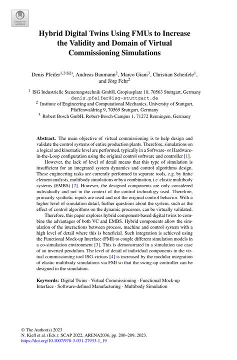 Pdf Hybrid Digital Twins Using Fmus To Increase The Validity And Domain Of Virtual