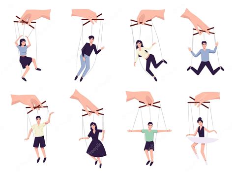 Premium Vector Puppeteer Hands Controlling Puppets