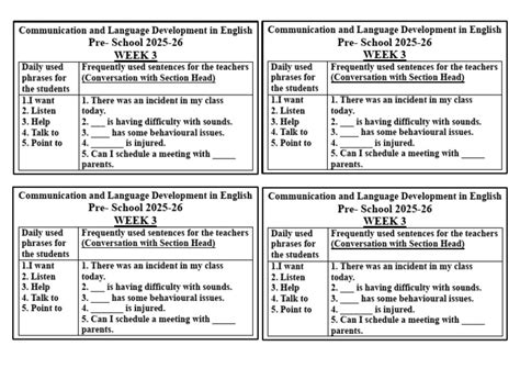 Essential Phrases For Preschool Communication Pdf Language