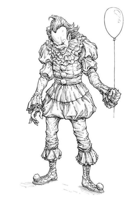 からの無料のペニーワイズぬりえページで不気味になろう GBcoloring