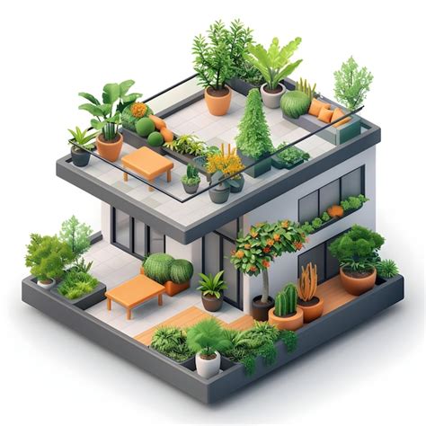 Premium Photo 3d Flat Icon As Glossy Urban Rooftop Garden Concept As