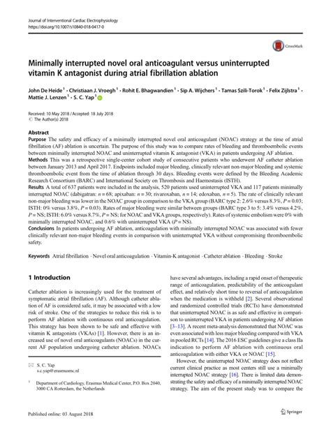 Pdf Minimally Interrupted Novel Oral Anticoagulant Versus