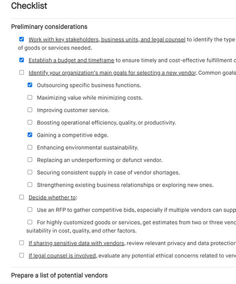 Vendor Due Diligence Free Checklist