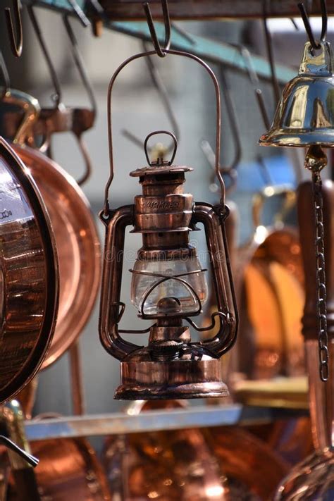 Antique Kerosene Lamp In Colonial Crafts Market Made Of Bronze San