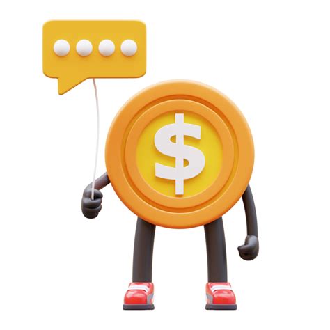 3d Money Coin Character Holding Communication Balloon 30762216 Png