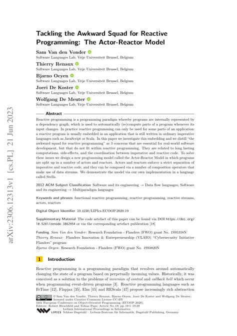 Pdf Tackling The Awkward Squad For Reactive Programming The Actor