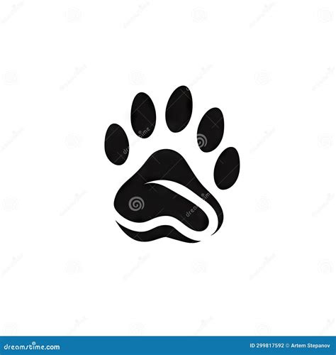 Predator Paw Print Black Icon Ai Generative Illustration Stock