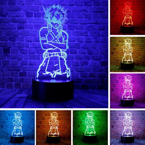 Cartoon My Hero Academia MHA Katsuki Bakugo Anime Figure D Optical Illusion LED Bedroom Decor