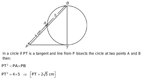 12 In The Given Fig PT Is Tangent To Circle At T If PA 4 Cm And AB 5