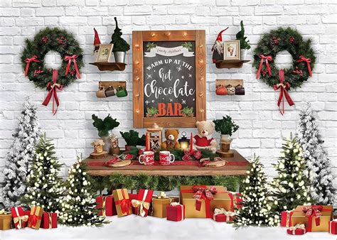 Amazon Com OUYIDA 9x6Ft Christmas Backdrop Winter Indoor Hot Chocolate Bar Photography