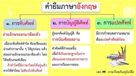 คำยืมภาษาอังกฤษ คำทับศัพท์ ภาษาไทย กับ ครูโบว์ลิ่ง