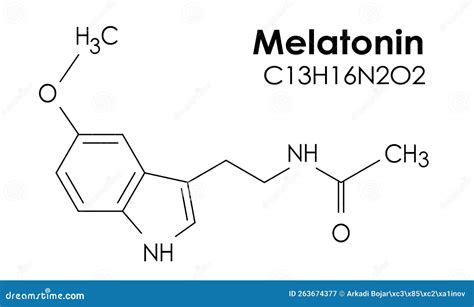 Melatonin Molecule Chemical Formula Cartoon Vector