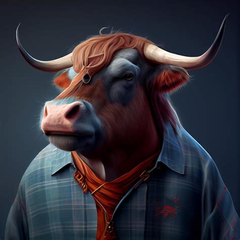 Premium AI Image A Bull Wearing Clothes Like A Boss NFT Art Generative AI