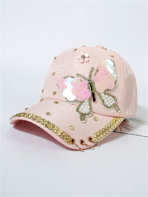 Sequin Butterfly Decor Baseball Cap Butterfly Decorations Baseball Cap Cap