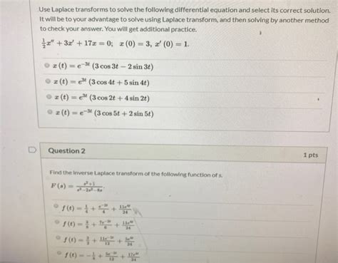 Solved Use Laplace Transforms To Solve The Following Chegg