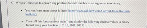 Solved Write A C Function To Convert Any Positive Decimal