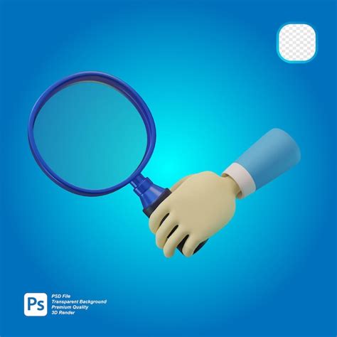 Premium Psd 3d Rendering Of Magnifying Glass And Hand