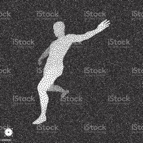 足球運動員3d 模型的人黑色和白色粒狀 Dotwork 設計斑點的向量圖向量圖形及更多足球 團體運動圖片 足球 團體運動 粒狀