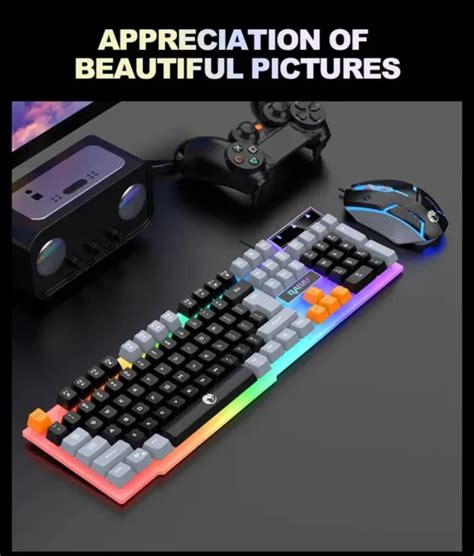 Raiku T26 104 Keys Wired Membrane Keyboard And Mouse Combo Rainbow