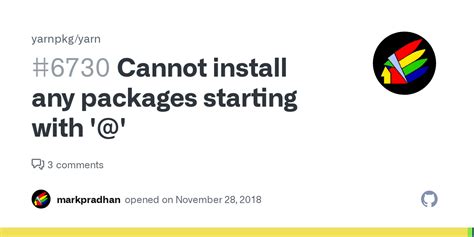 cannot install any packages starting with · issue 6730 · yarnpkg