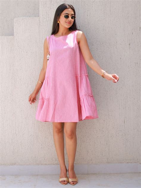 Buy Ambraee Round Neck Sleeveless Above Knee A Line Dress Dresses For