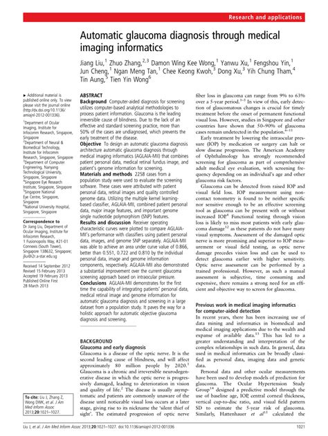 Pdf Automatic Glaucoma Diagnosis Through Medical Imaging Informatics