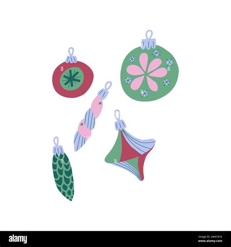 Vintage Glass Christmas Ornaments Illustration Stock Vector Image And Art