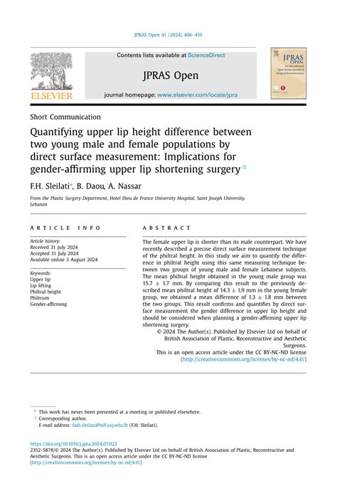 Pdf Quantifying Upper Lip Height Difference Between Two Young Male