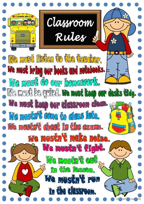 Classroom Rules Poster English Esl Worksheets Pdf And Doc