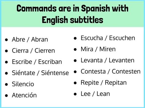 Spanish Classroom Commands Mandatos Posters Tú And Uds Forms Color Bandw