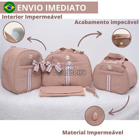 Kit Bolsa Maternidade Laço e Faixa Peças Menina Menino Térmico e Impermeável DONATELLY