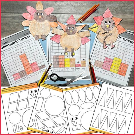 Build Your Thanksgiving Geometric Turkey Math Centers November Math Crafts
