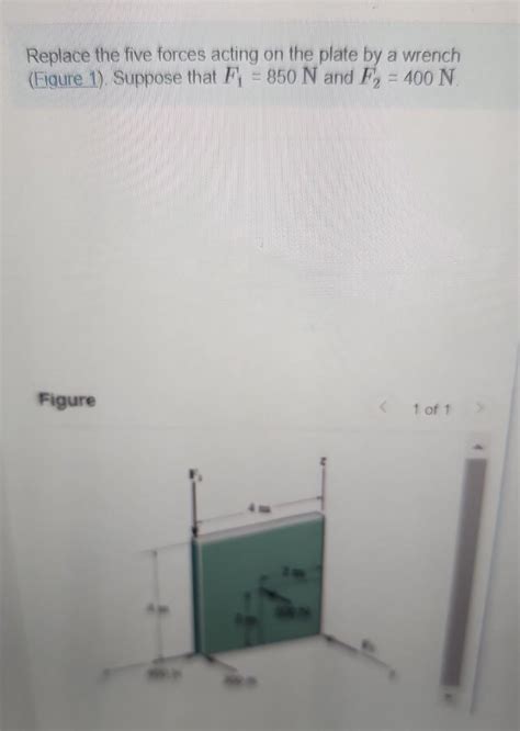 Solved Replace The Five Forces Acting On The Plate By A