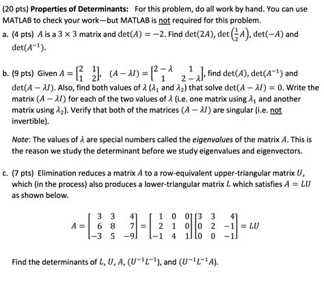 Properties Of Determinants For This Problem Do All Chegg