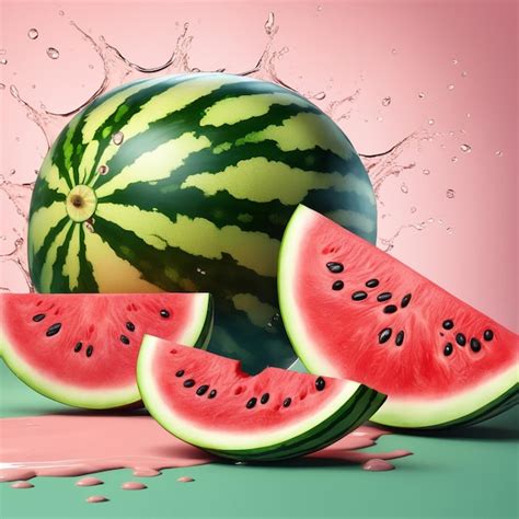 Premium Photo Splashed Watermelon In Summer Background