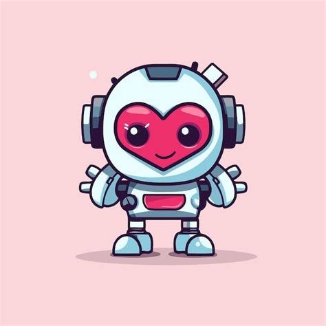 Robot Lindo Con Auriculares Personaje De Dibujos Animados Lindo