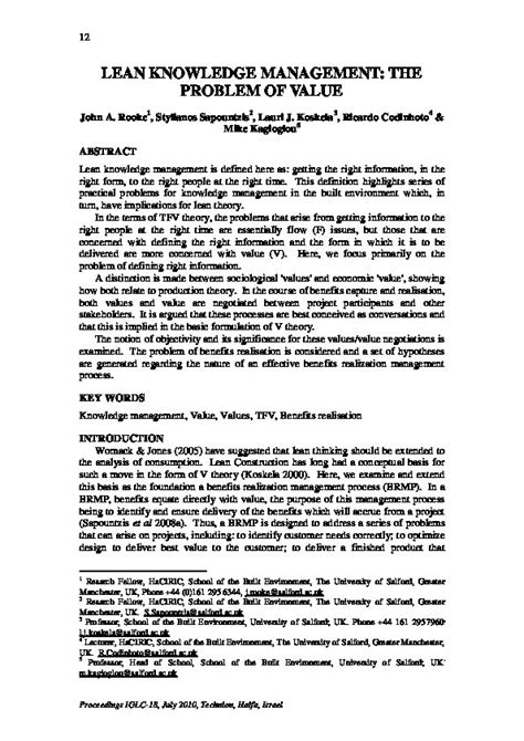 Lean Knowledge Management The Problem Of Value