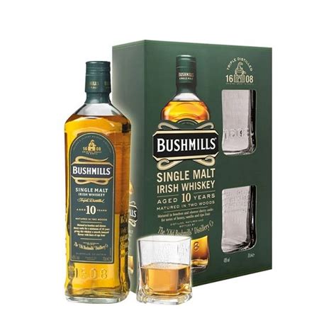 Bushmills 10YO 40% 700ml + 2 glasses – Players.mk