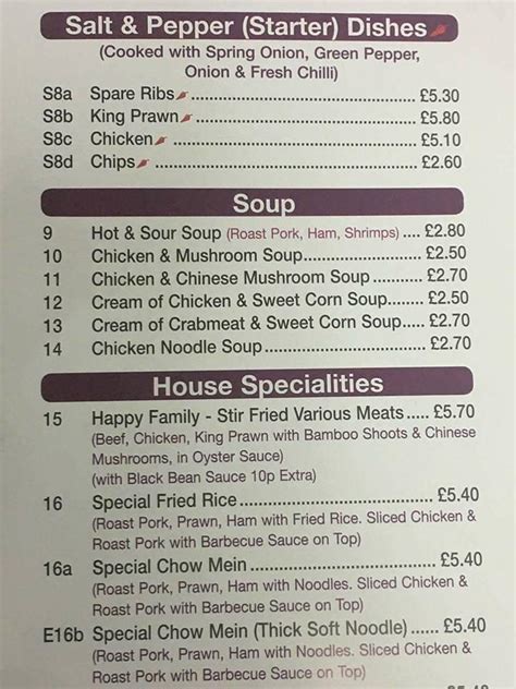 Menu At Hoi Shan Fast Food Newton Abbot
