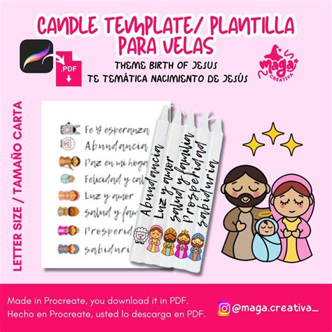 Plantilla Para Velas Navideñas Año Nuevo 2025 Tatuaje De Velas Año