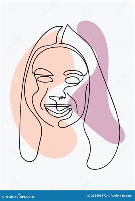 Continuous Line Drawing Of Faces Fashion Minimalist Concept Vector Illustration Modern Stock